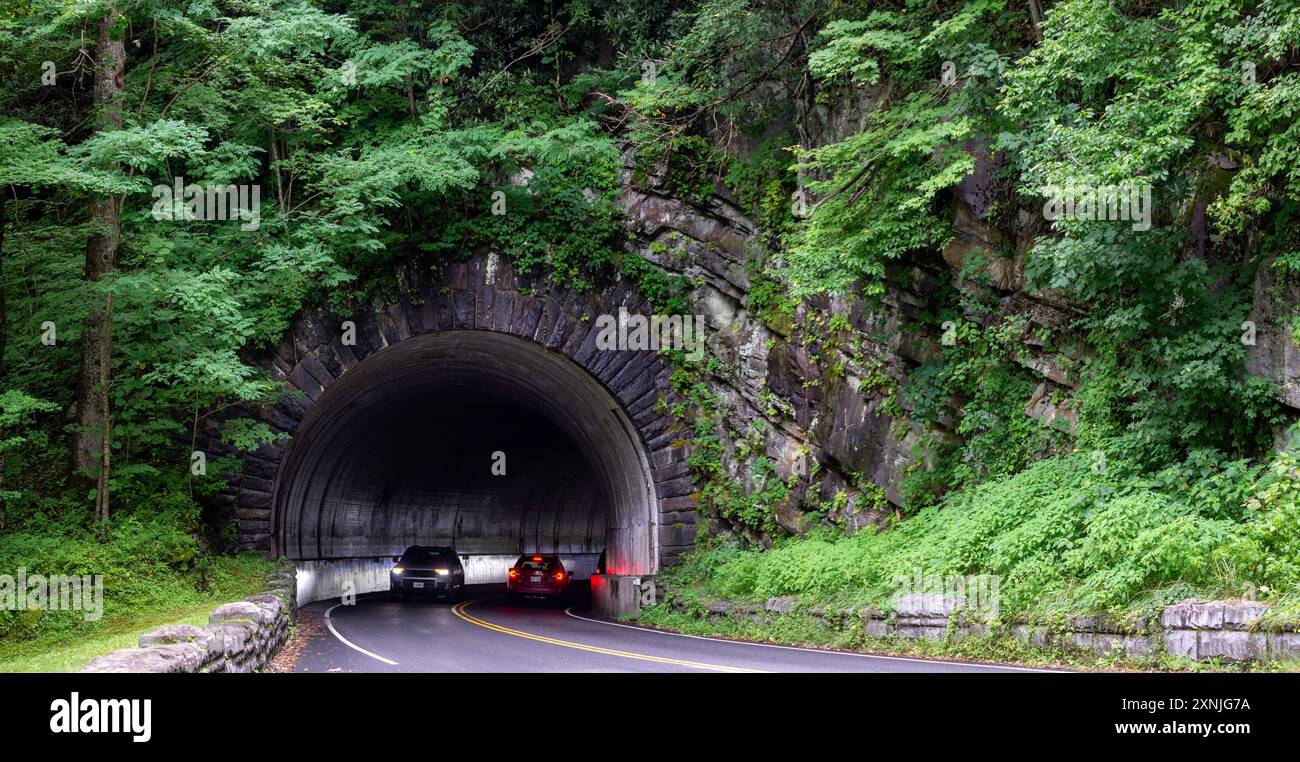 Great Smoky Mountains National Park, Tennessee, USA-July, 21, 2024: Mountain tunnel found on ...