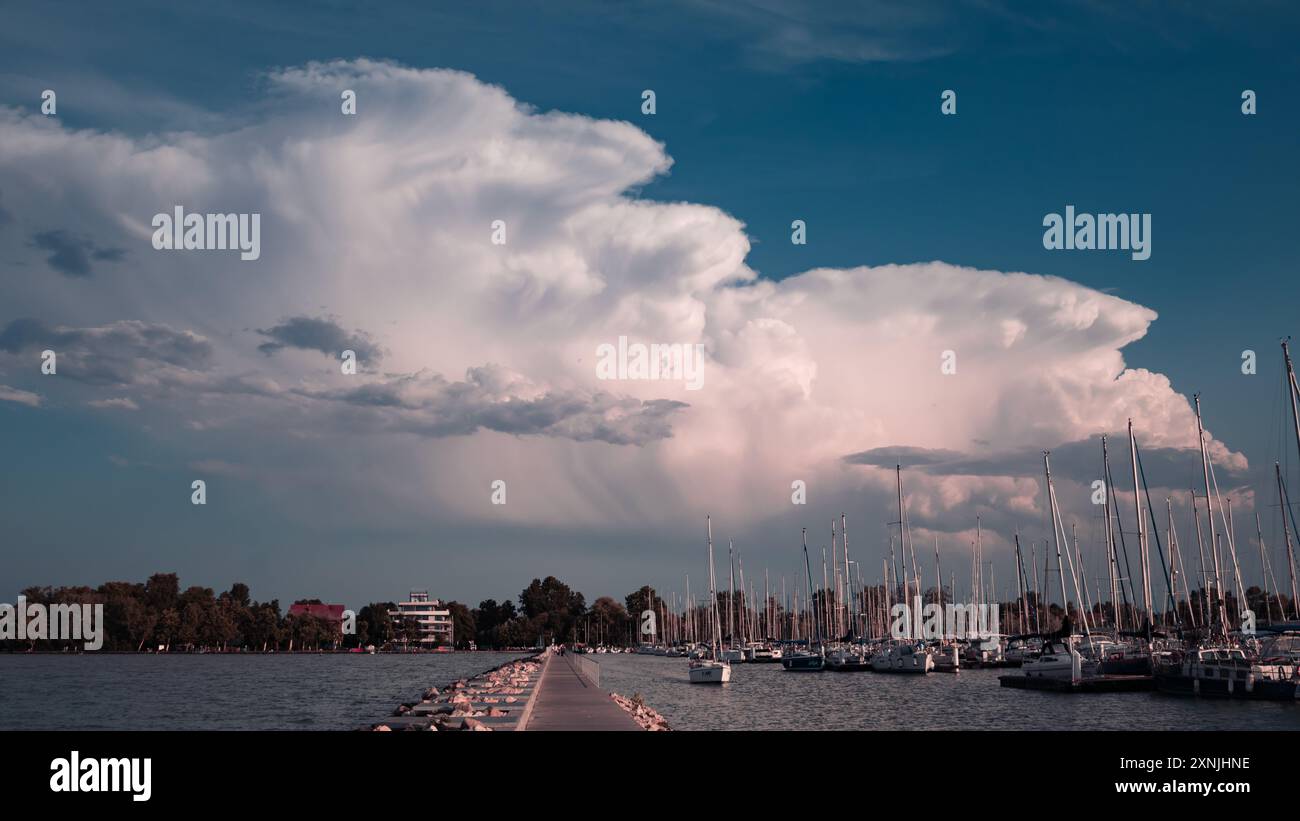 Storm in the port of Lake Balaton Stock Photo - Alamy