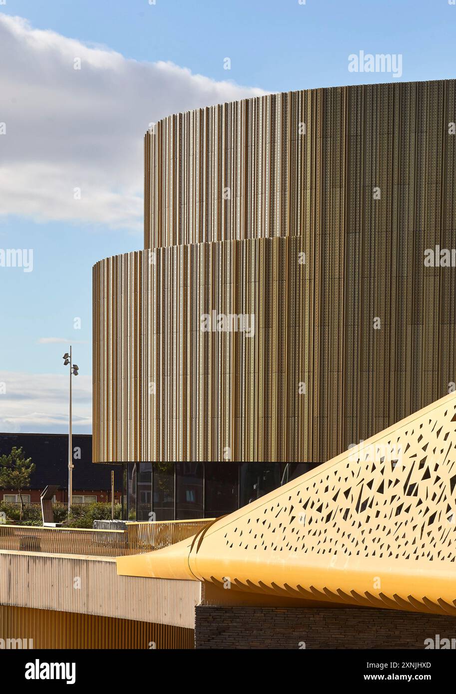 Textures of exterior cladding. Swansea Arena and Copr Bay Bridge ...