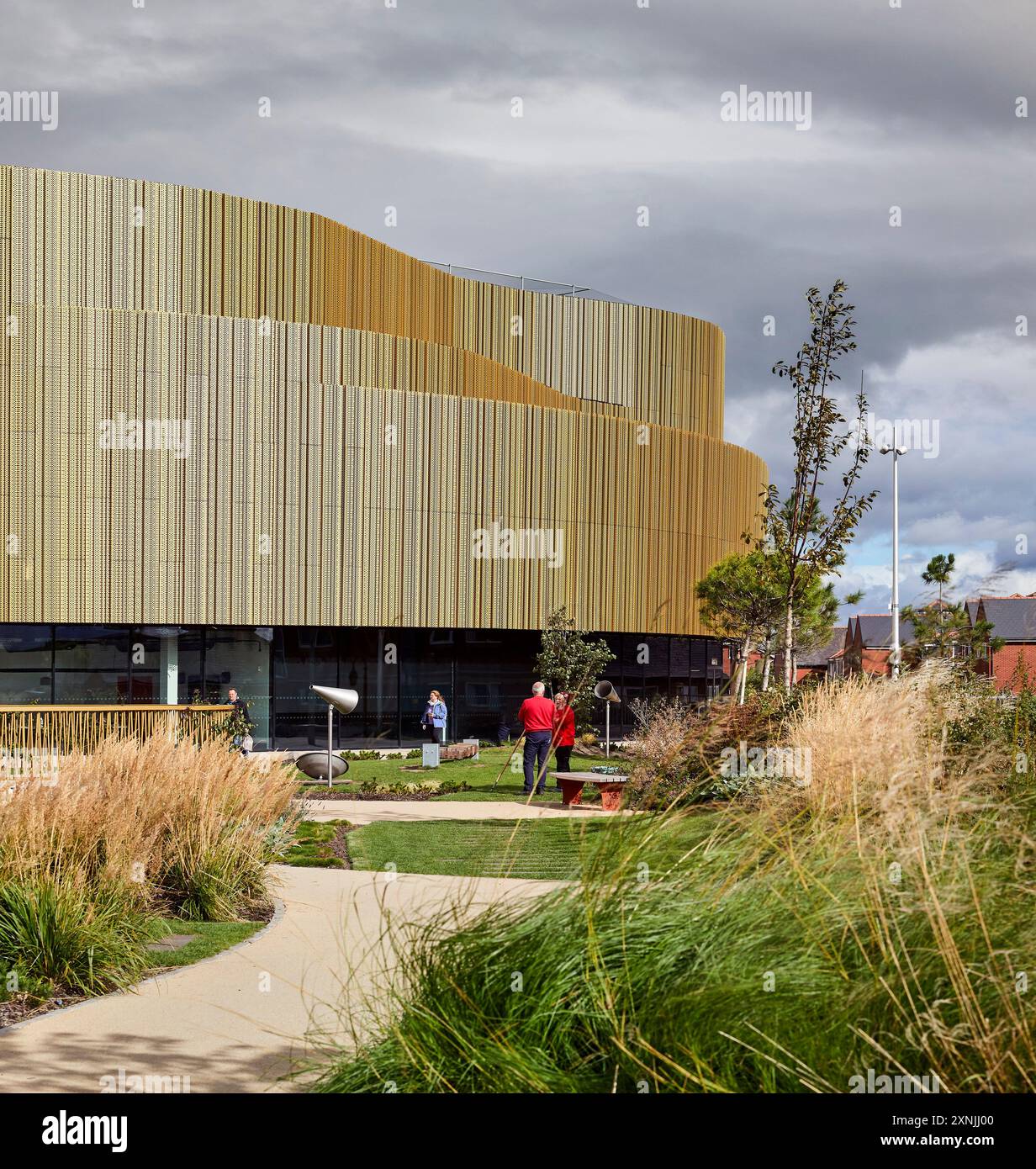 Landscaping and curvaceous arena facade., ground level. Swansea Arena ...