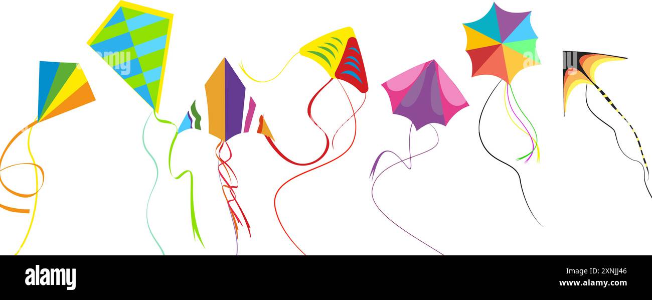 Kids banner with flying kites colored for sankranti festival. Vector of ...