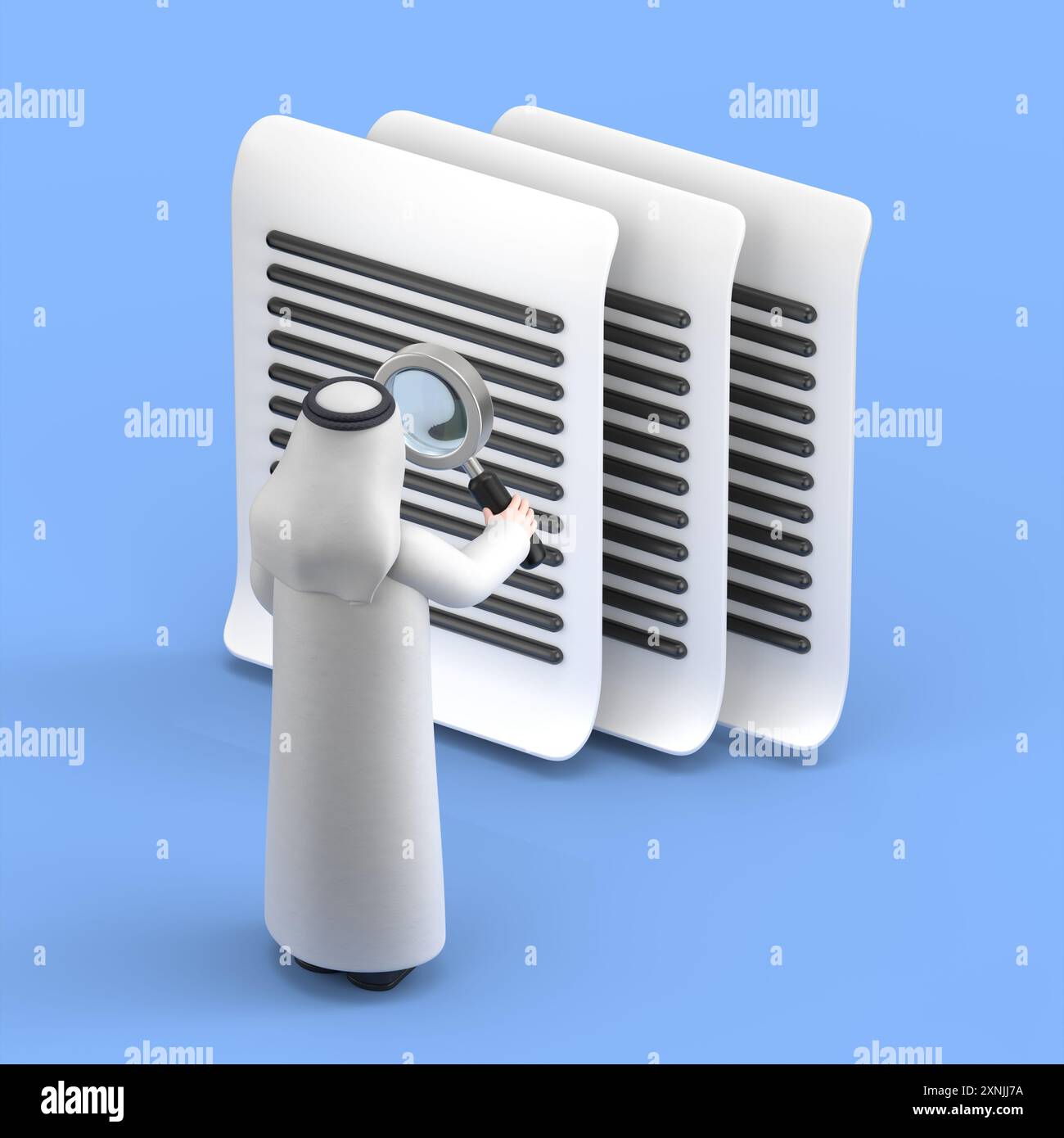 isometric image on a blue background, 3D illustration of smiling Arab ...