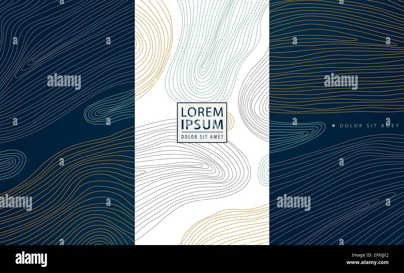 Vector set of line abstract patterns, modern art design, minimal ...