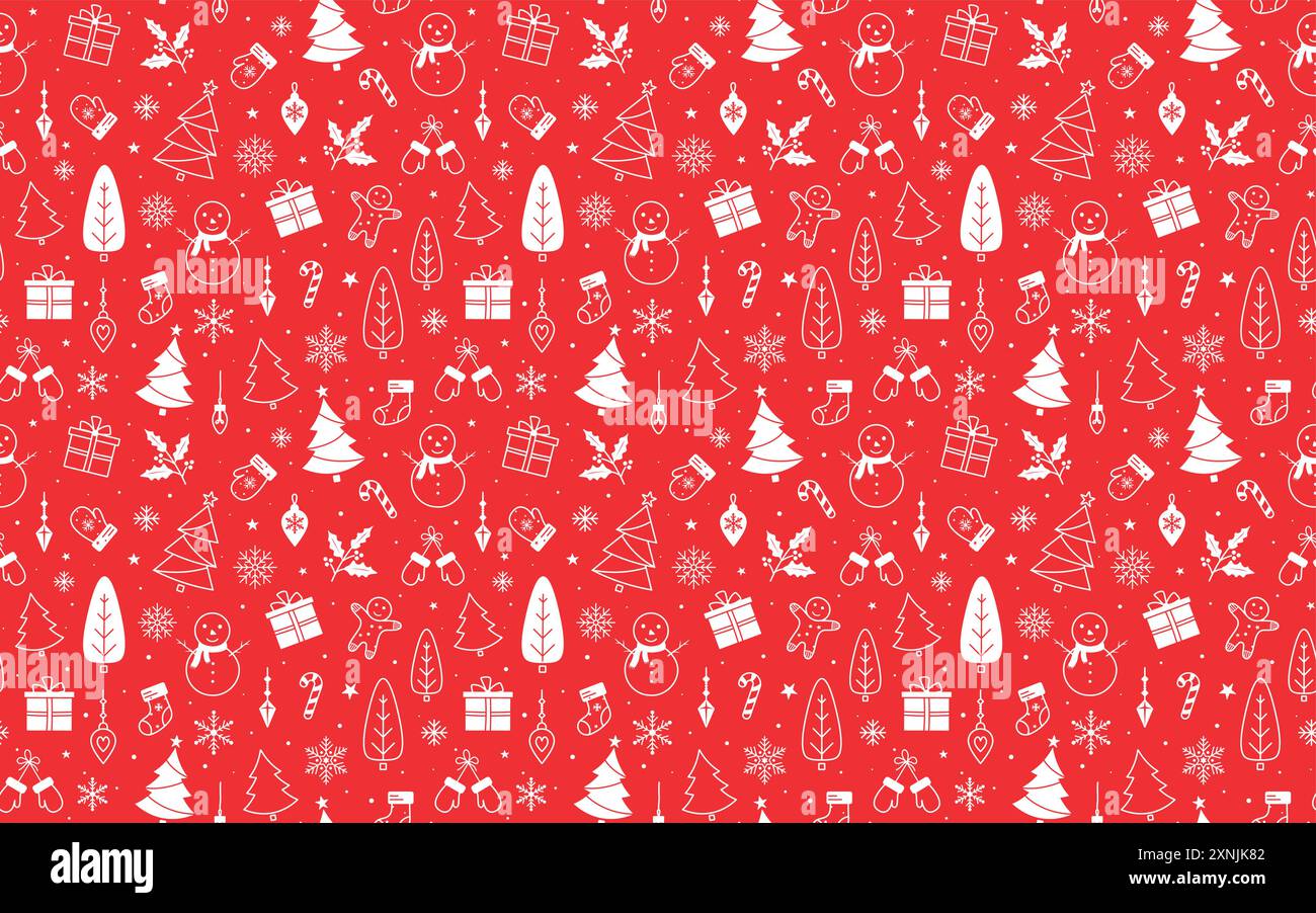 christmas seamless pattern on the red background, christmas wrapping ...