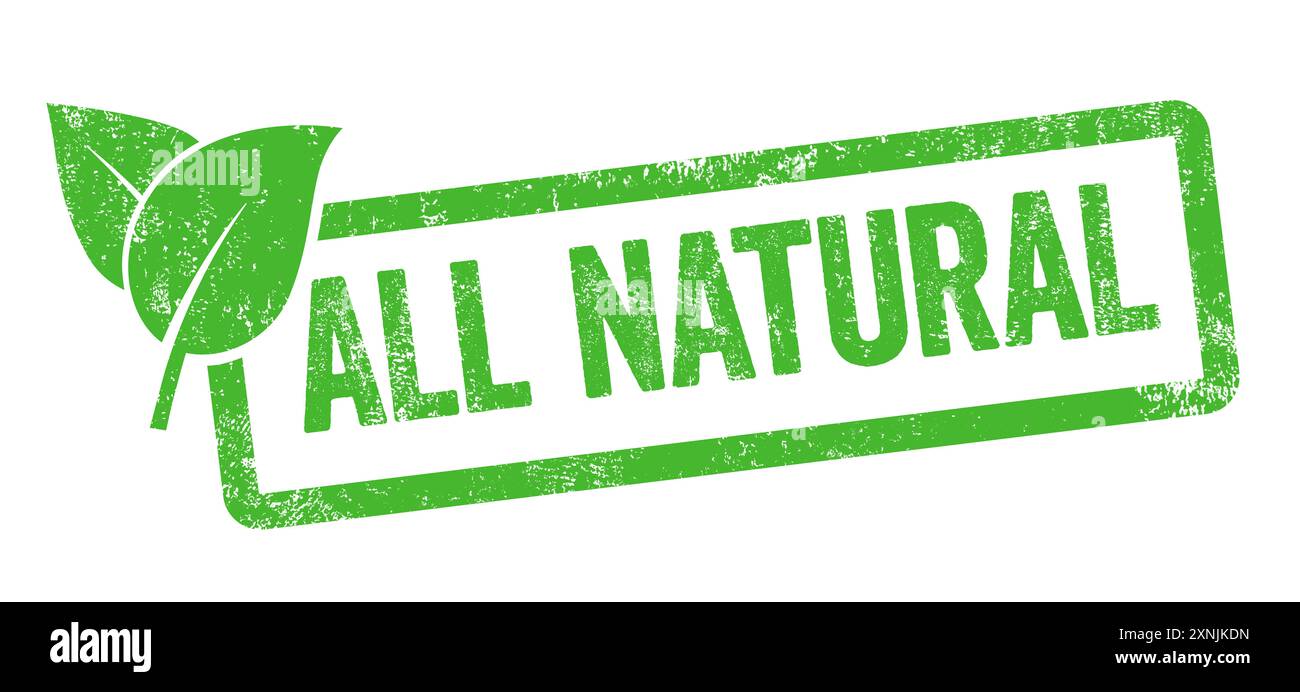 Green stamp isolated on a white background - All natural Stock Photo ...