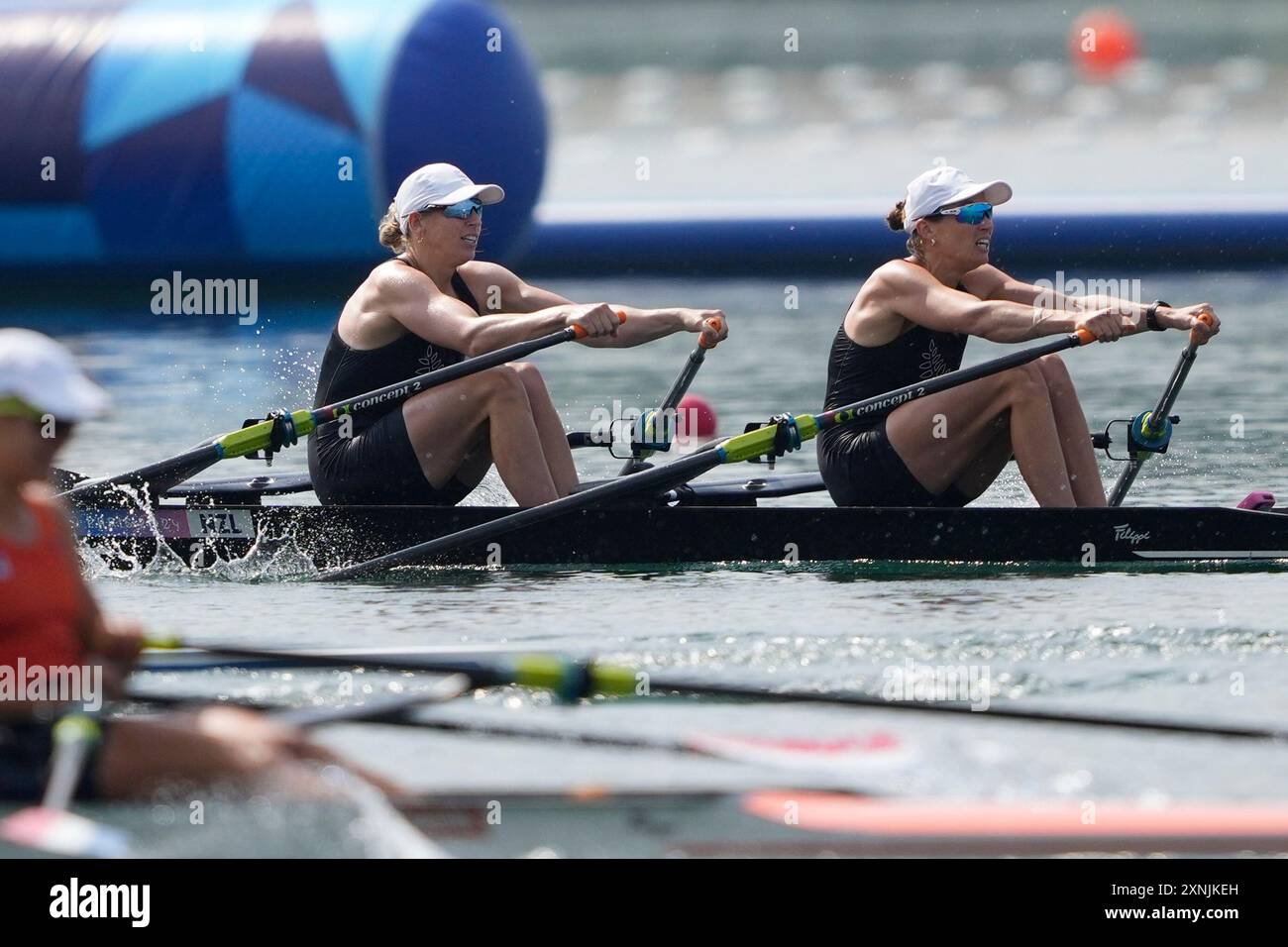 New Zealand's Brooke Francis and Lucy Spoors compete in the women's ...