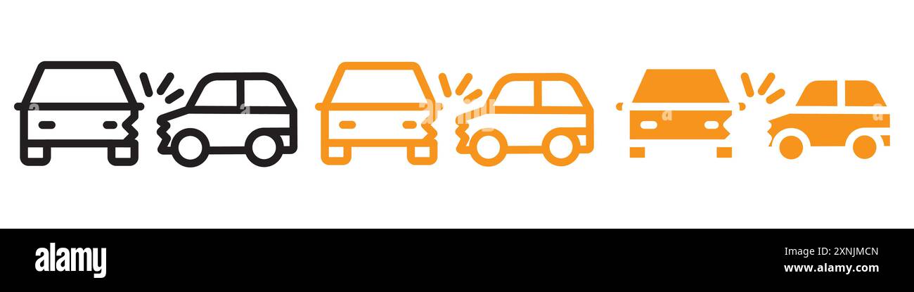 car side crash icon web design logo set collection in vector Stock ...