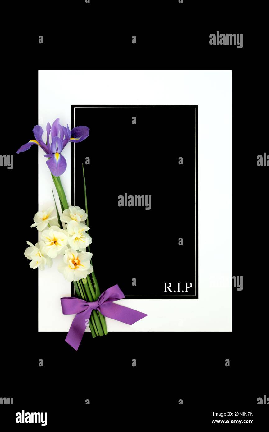 Rest in Peace in loving memory memorial background with flowers with ...