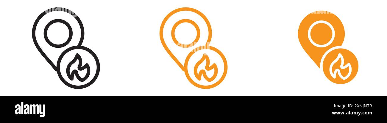 fire location icon web design logo set collection in vector Stock ...