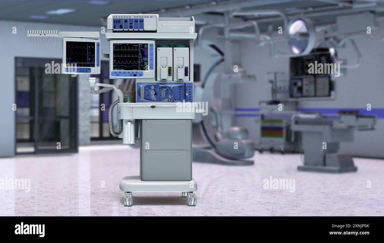 close-up of a mobile anesthesia workstation in the operating room Stock ...