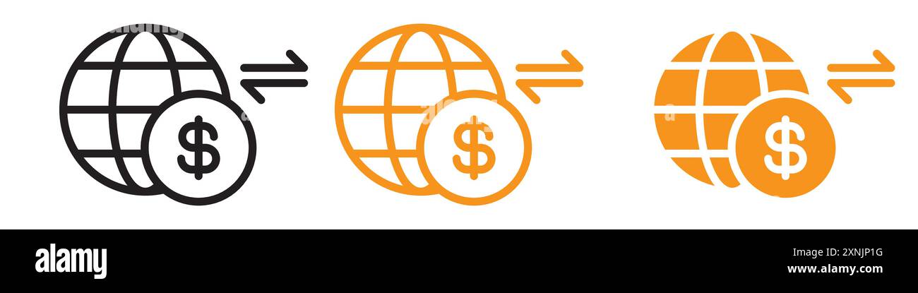 International money transfer icon web design logo set collection in ...