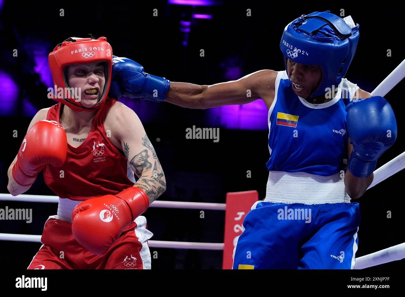 Australia's Monique Suraci, left, fights Colombia's Ingrit Valencia in ...
