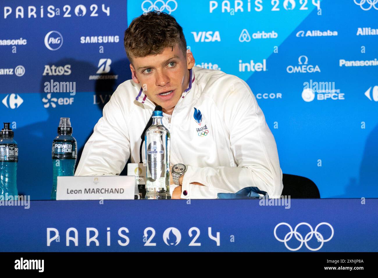 Paris, Ile de France, France. 31st July, 2024. Swimmer LEON MARCHAND ...