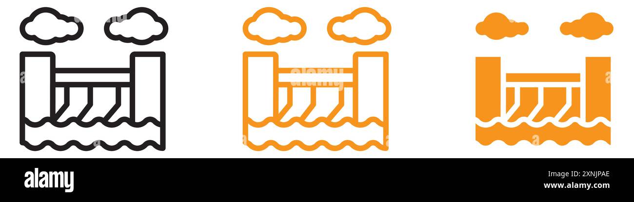Hydroelectric dam icon web design logo set collection in vector Stock ...
