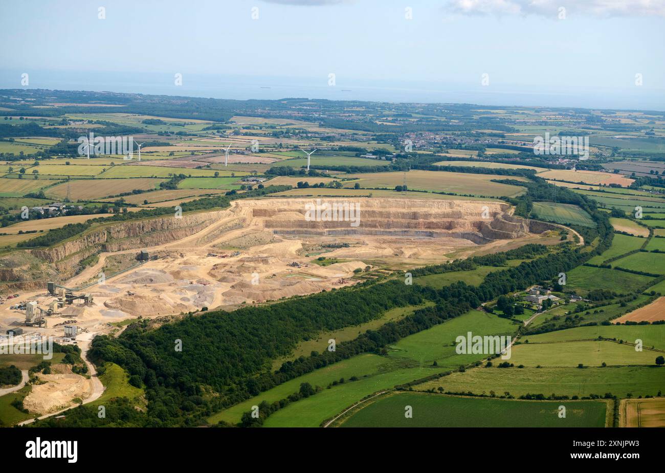 An aerial drone shot of scarring to the landscape for Quarries, east of ...