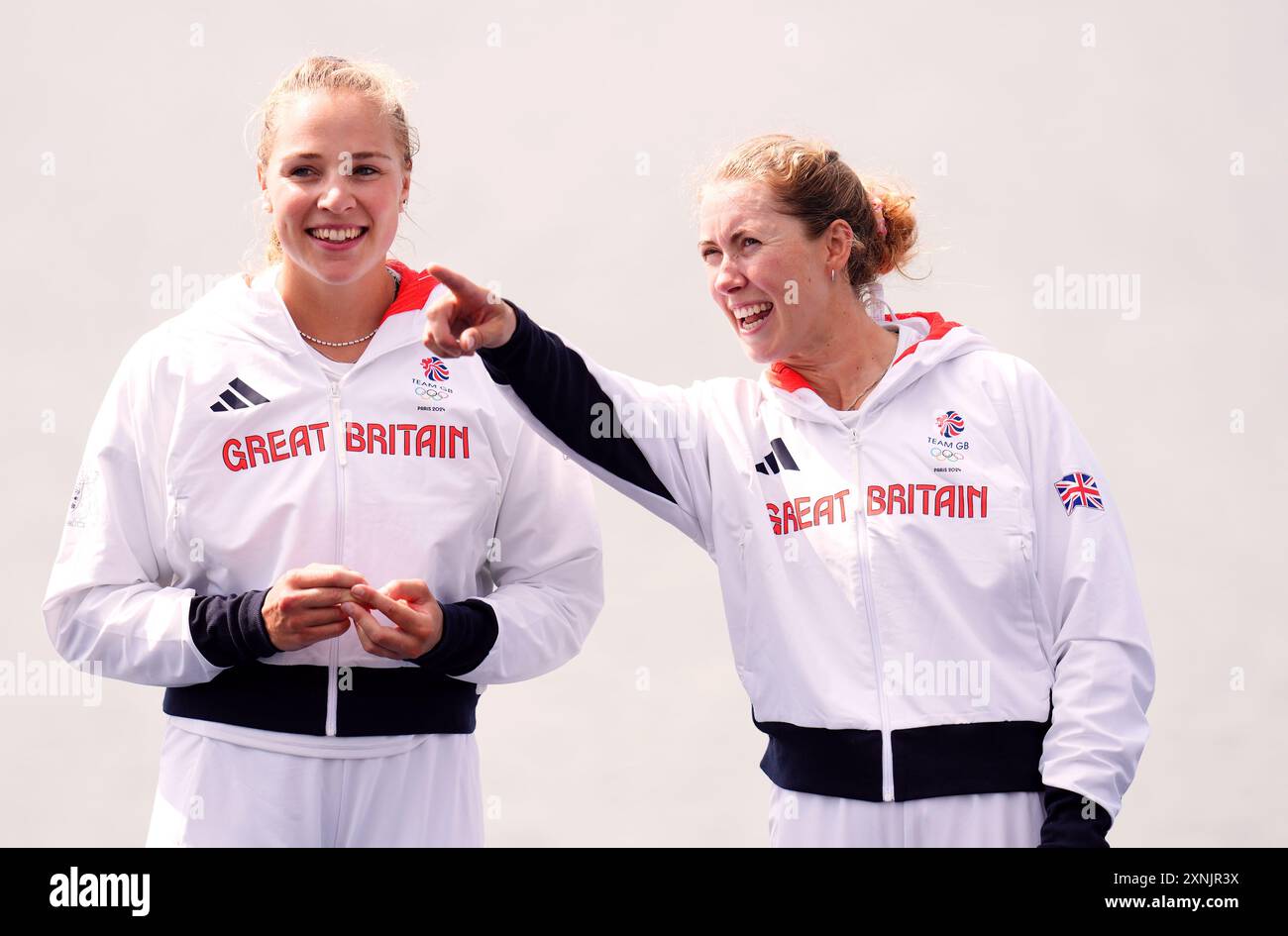 Great Britain's Mathilda Hodgkins-Byrne and Rebecca Wilde receive their ...