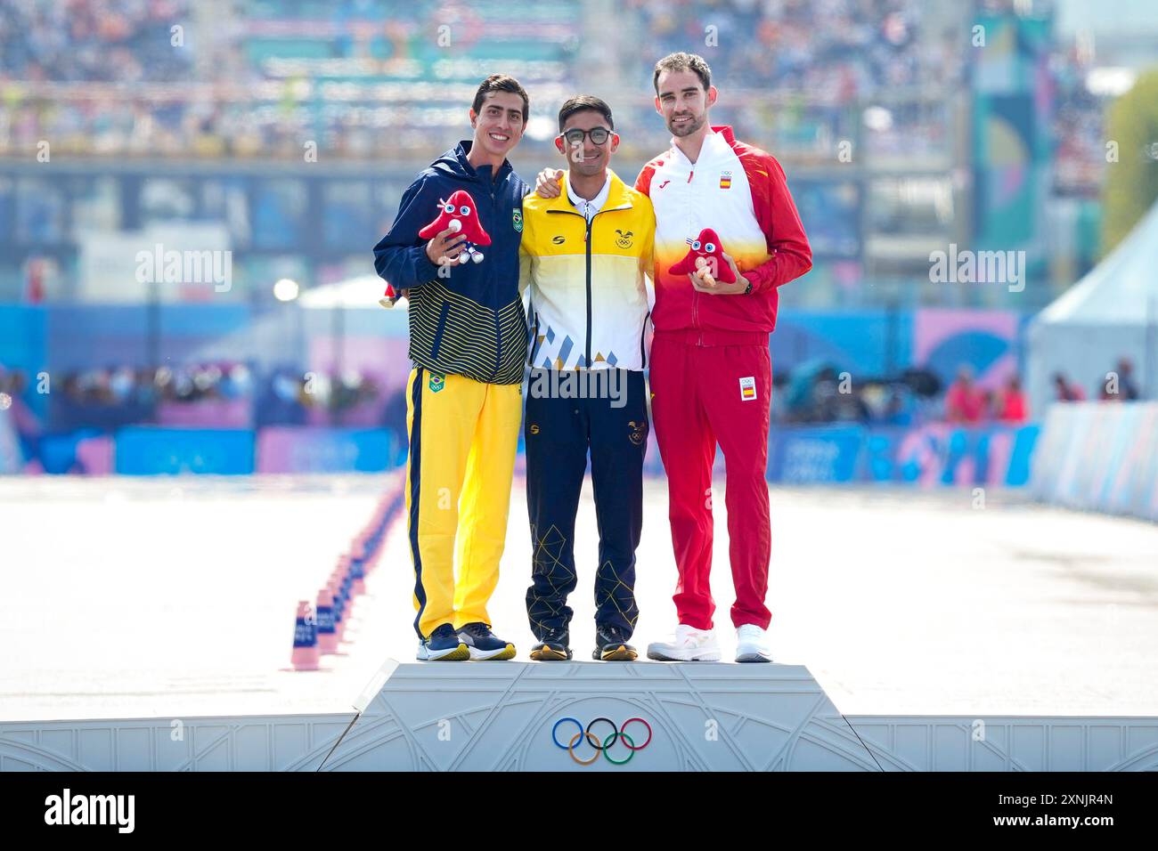 Gold medalist Brian Daniel Pintado, of Ecuador, center, silver medalist ...