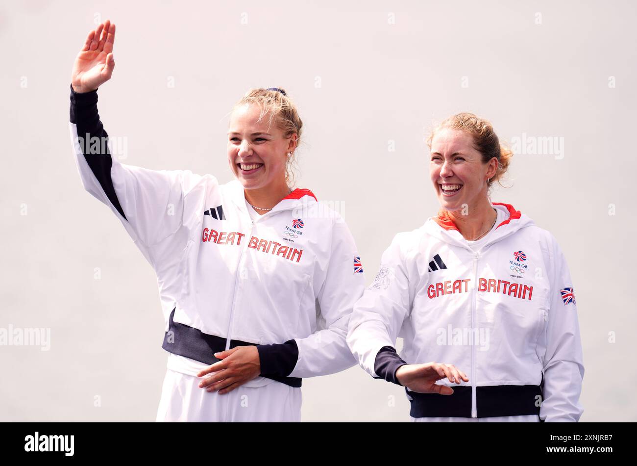 Great Britain's Mathilda Hodgkins-Byrne and Rebecca Wilde receive their ...