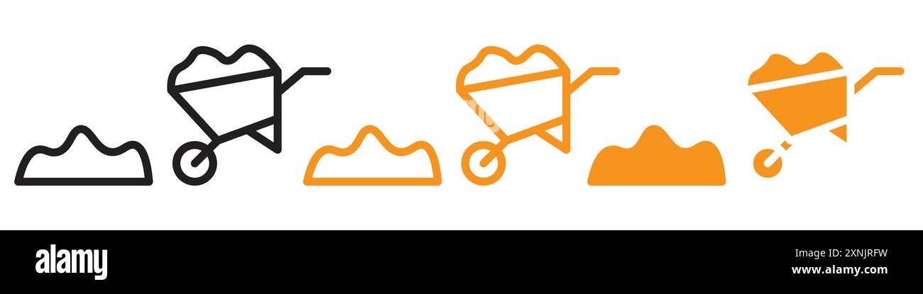 wheelbarrow unloading icon web design logo set collection in vector ...