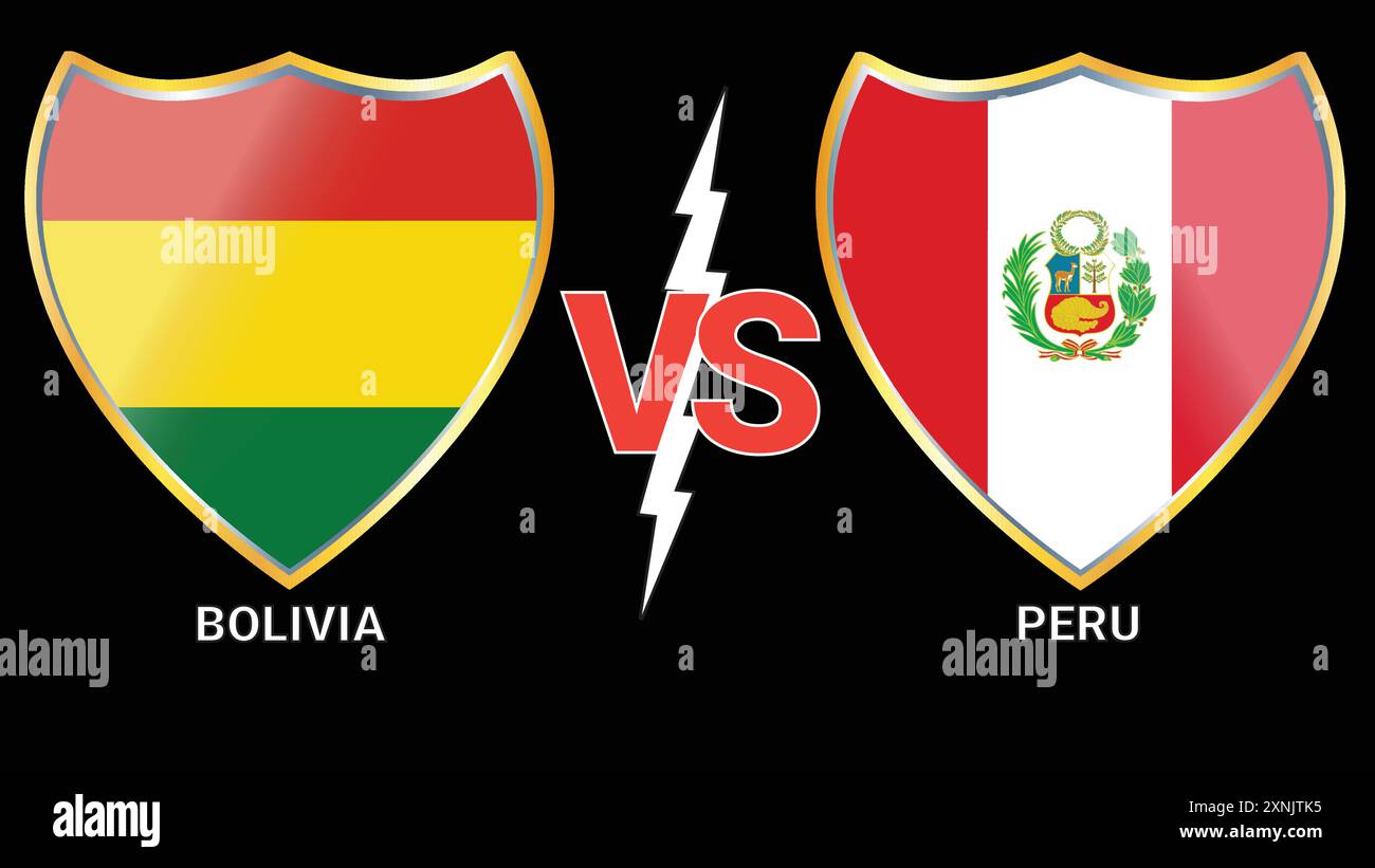 Bolivia vs Peru soccer match: black background with versus flags Stock ...