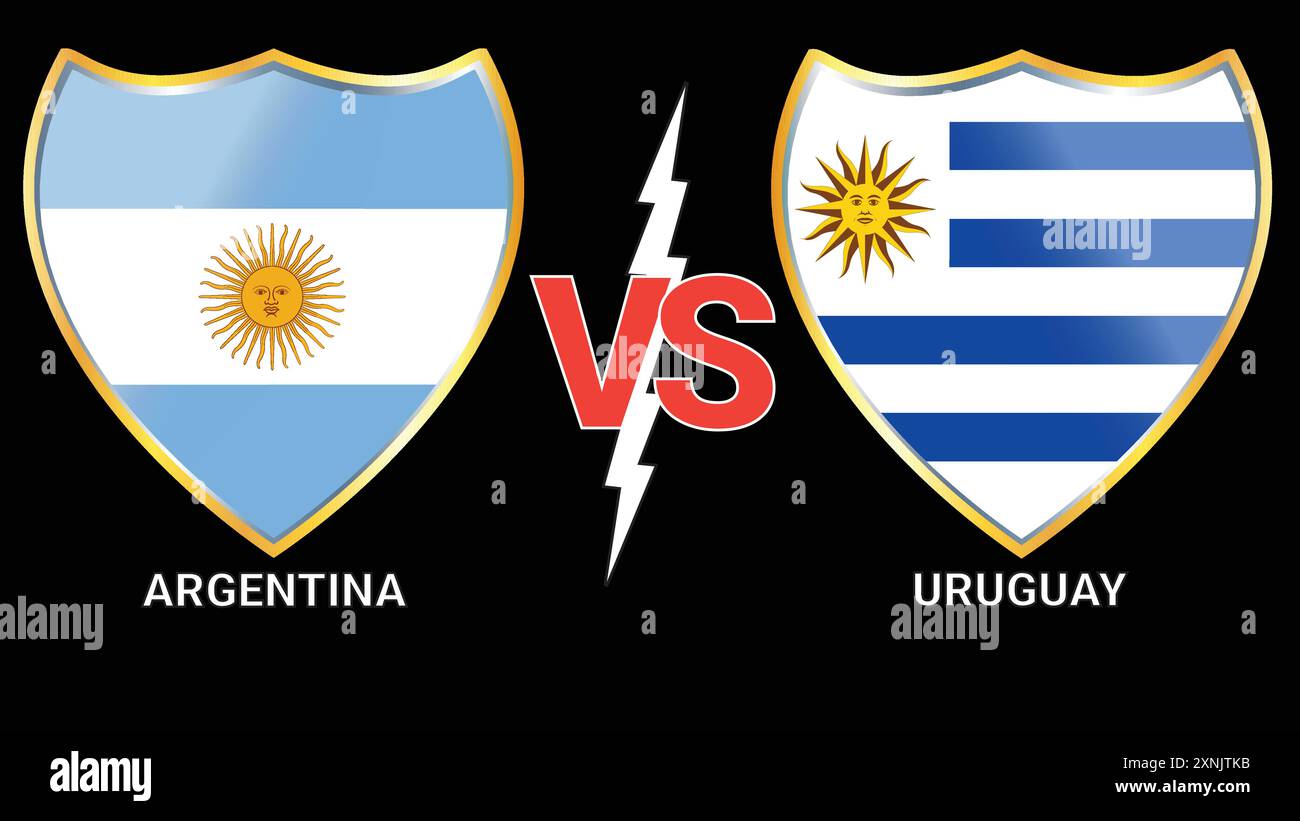 Exciting soccer clash: Argentina vs Uruguay with black background and ...