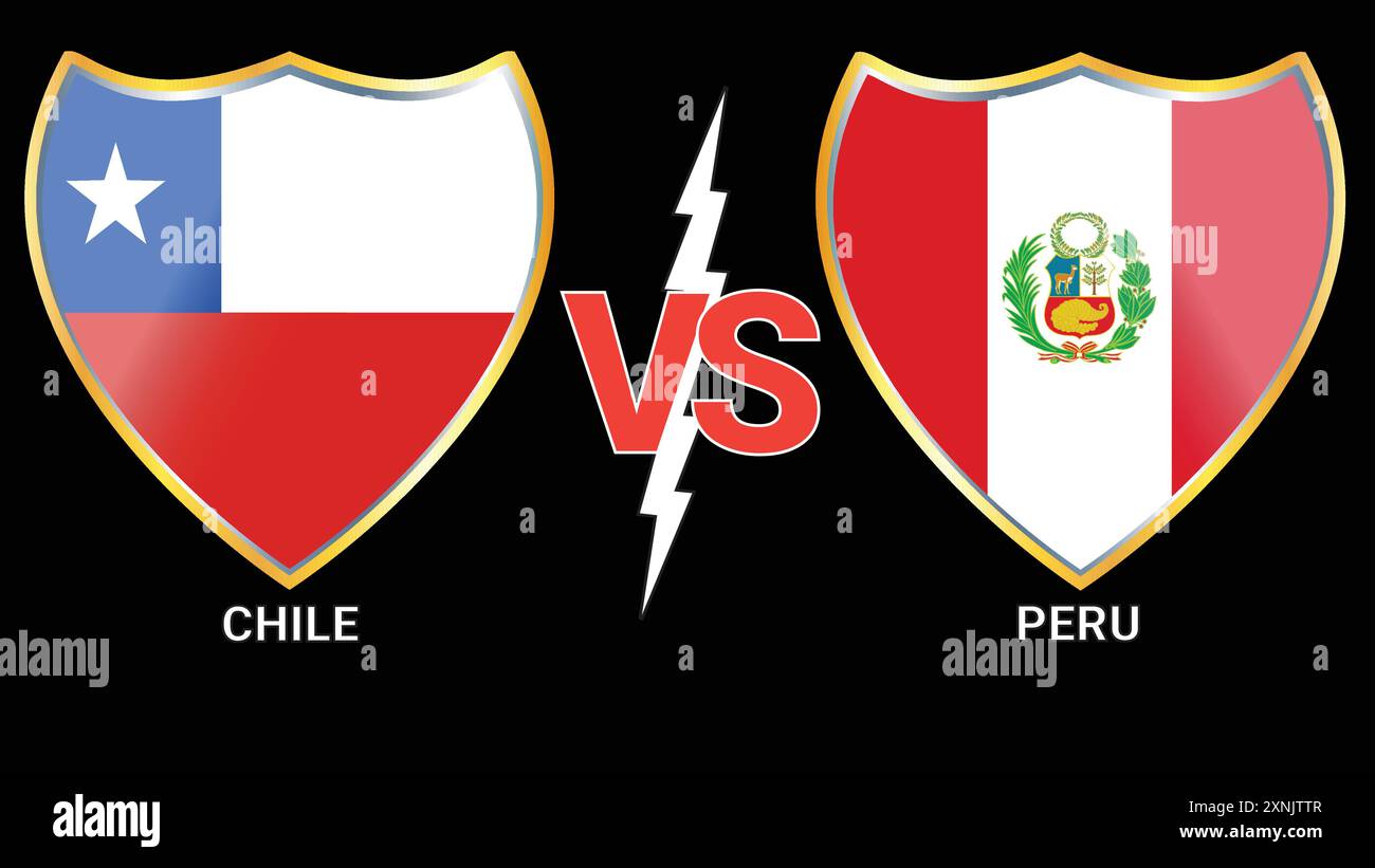 Chile vs. Peru football face-off: black background and versus flags ...