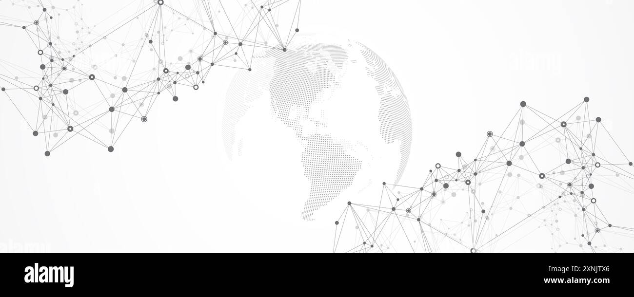 Global network connection banner design template. Header social network ...