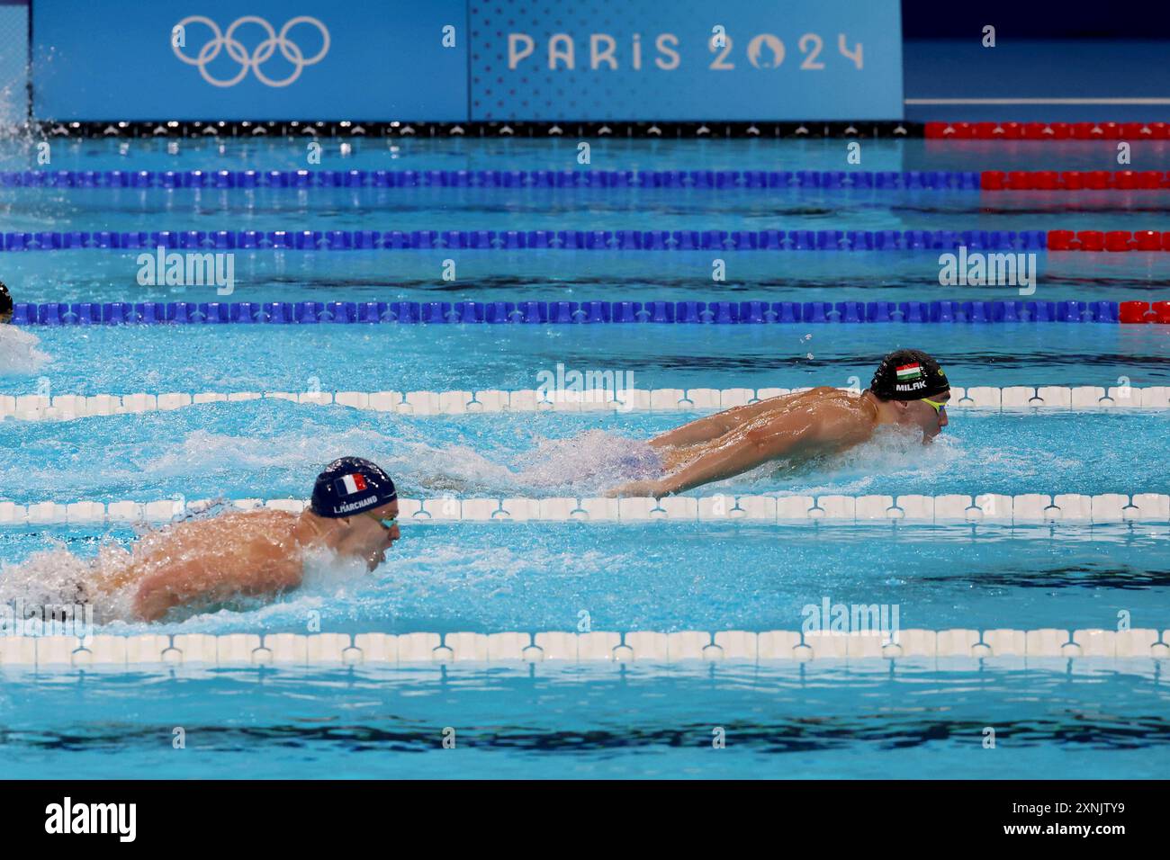 July 31, 2024, Paris, Ile de France, France: Leon Marchand (France) and ...