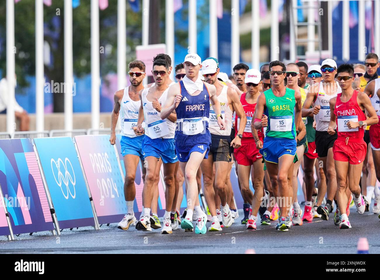 Detail of group during Men's 20km Race Walk Athletics on Trocadero ...
