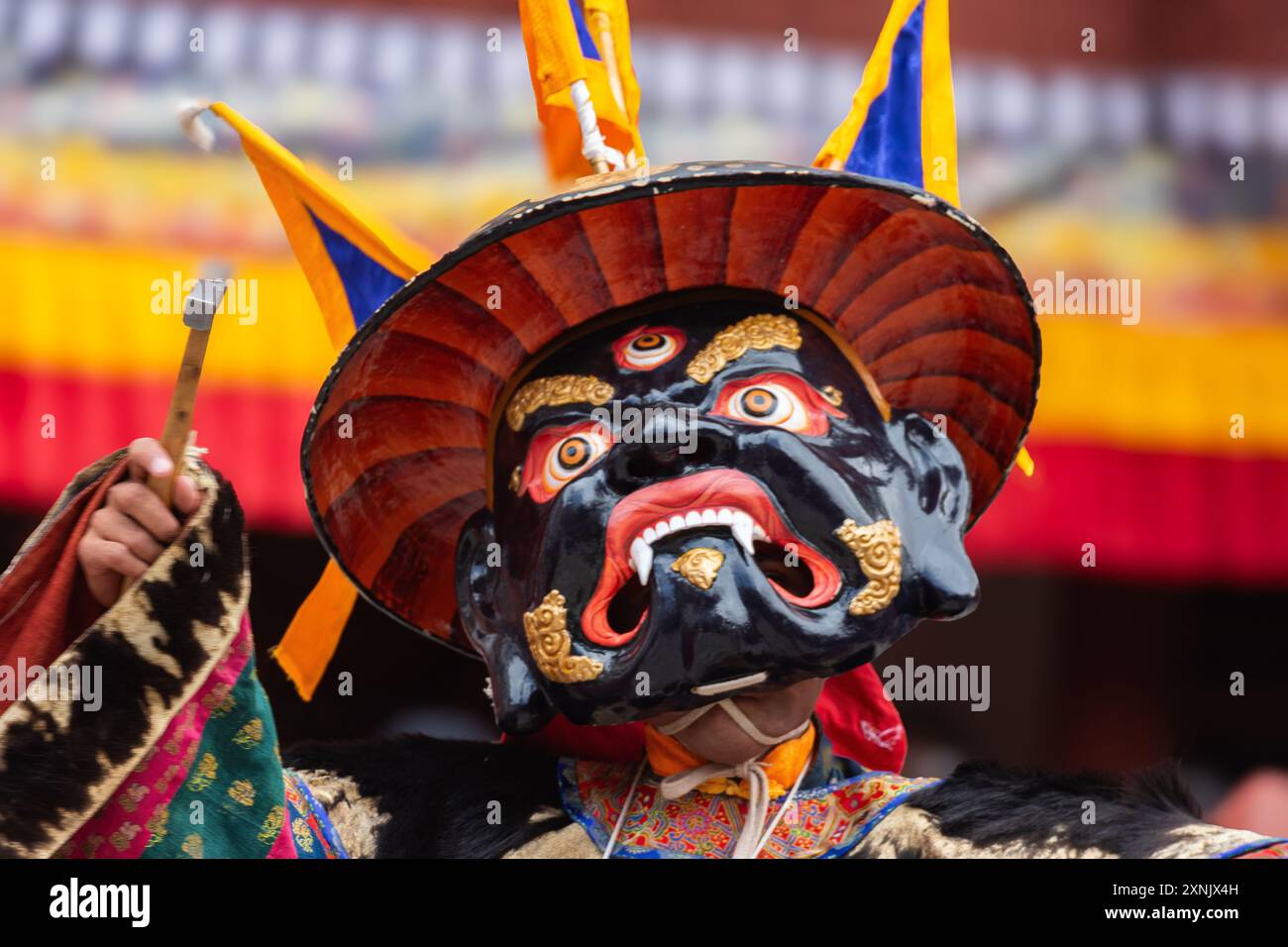 Colorful mask dance also called cham dance being performed at Hemis ...