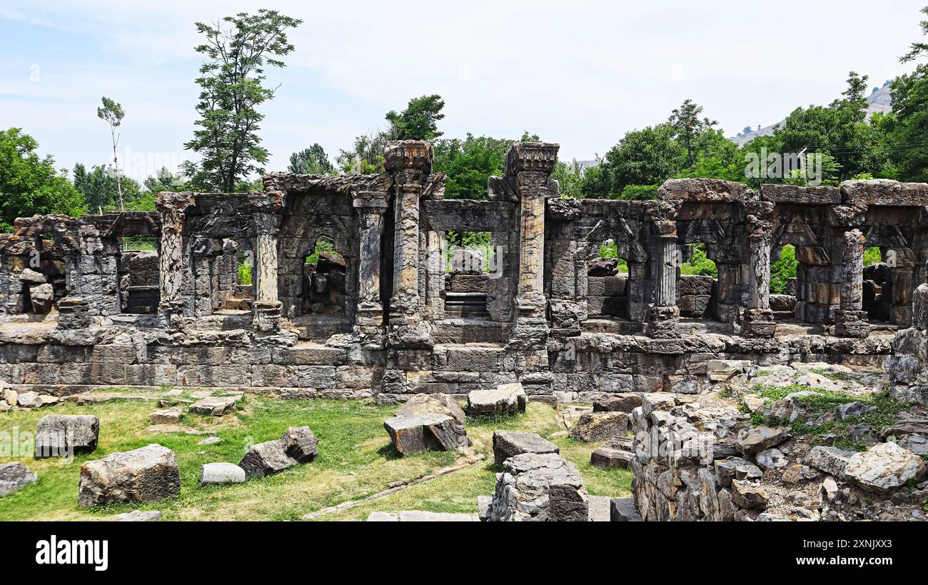 View of the ruined Pradakshina passage of Martand Sun Temple, Anantnag ...