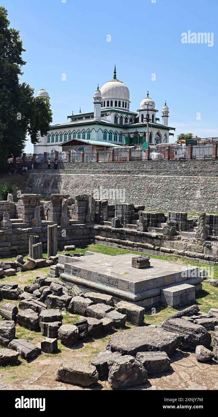 View of the ruins of Avantiswami Temple and Jamia Masjid of Avantipur ...