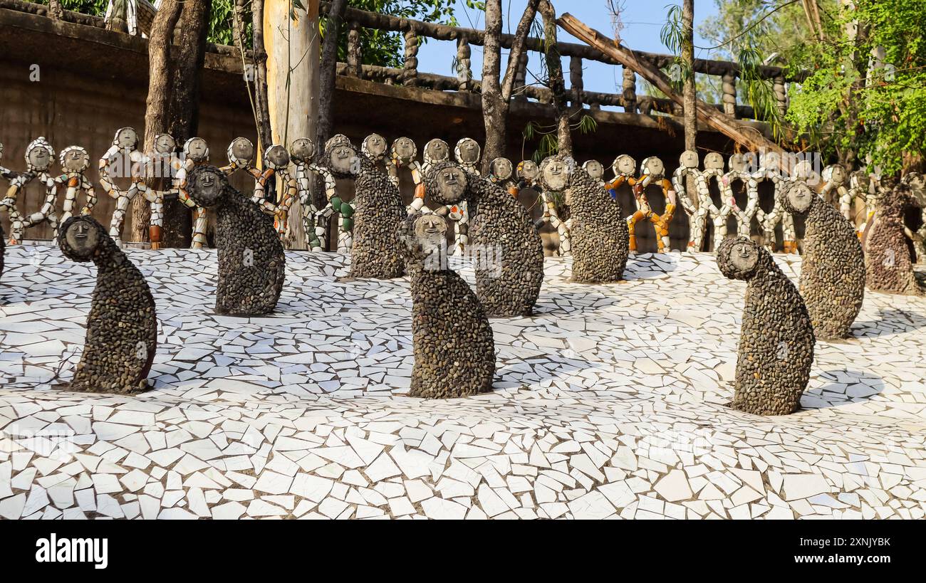 Small sculptures of humans made from sandstone and industrial waste ...