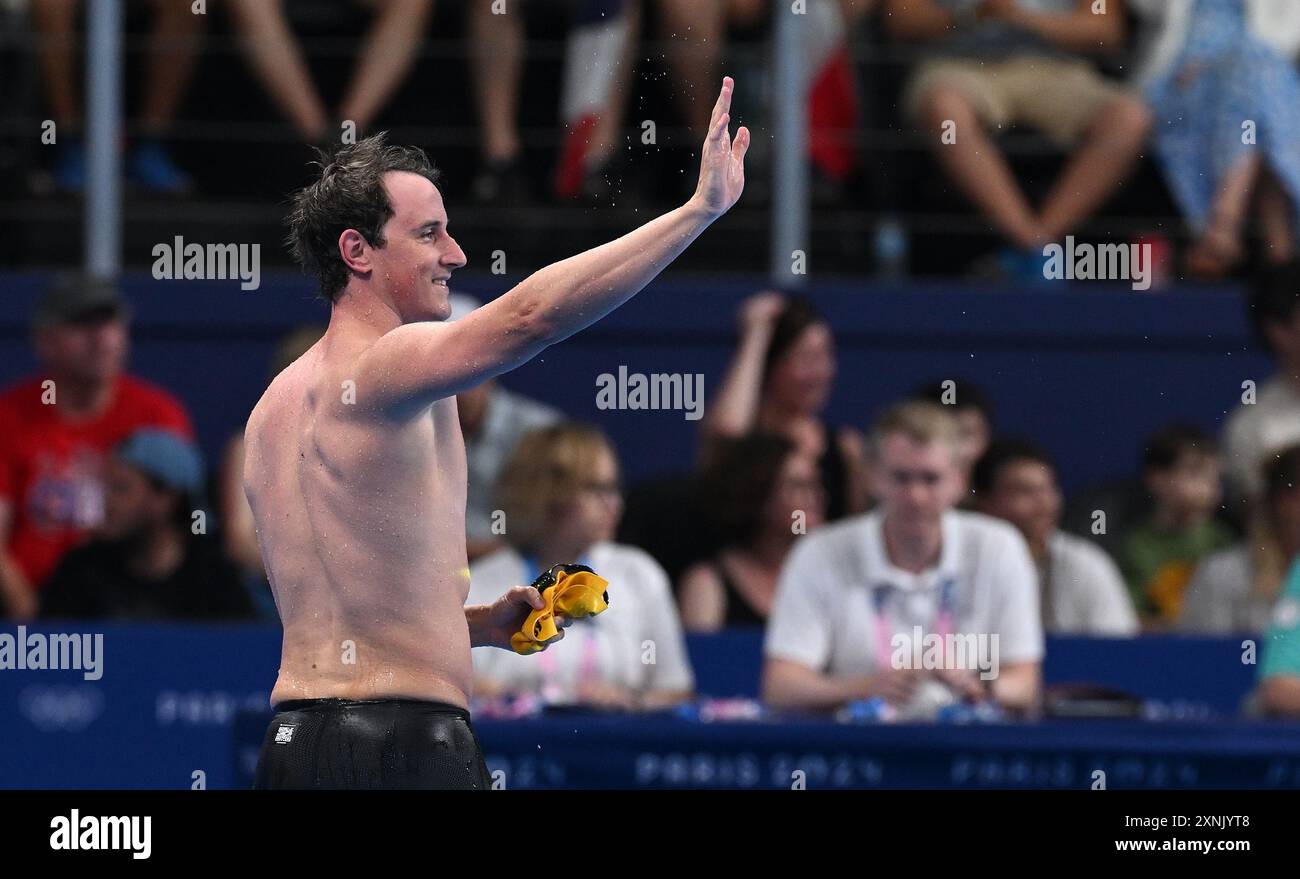 Paris, France. 01st Aug, 2024. Cameron McEvoy of Australia reacts ...