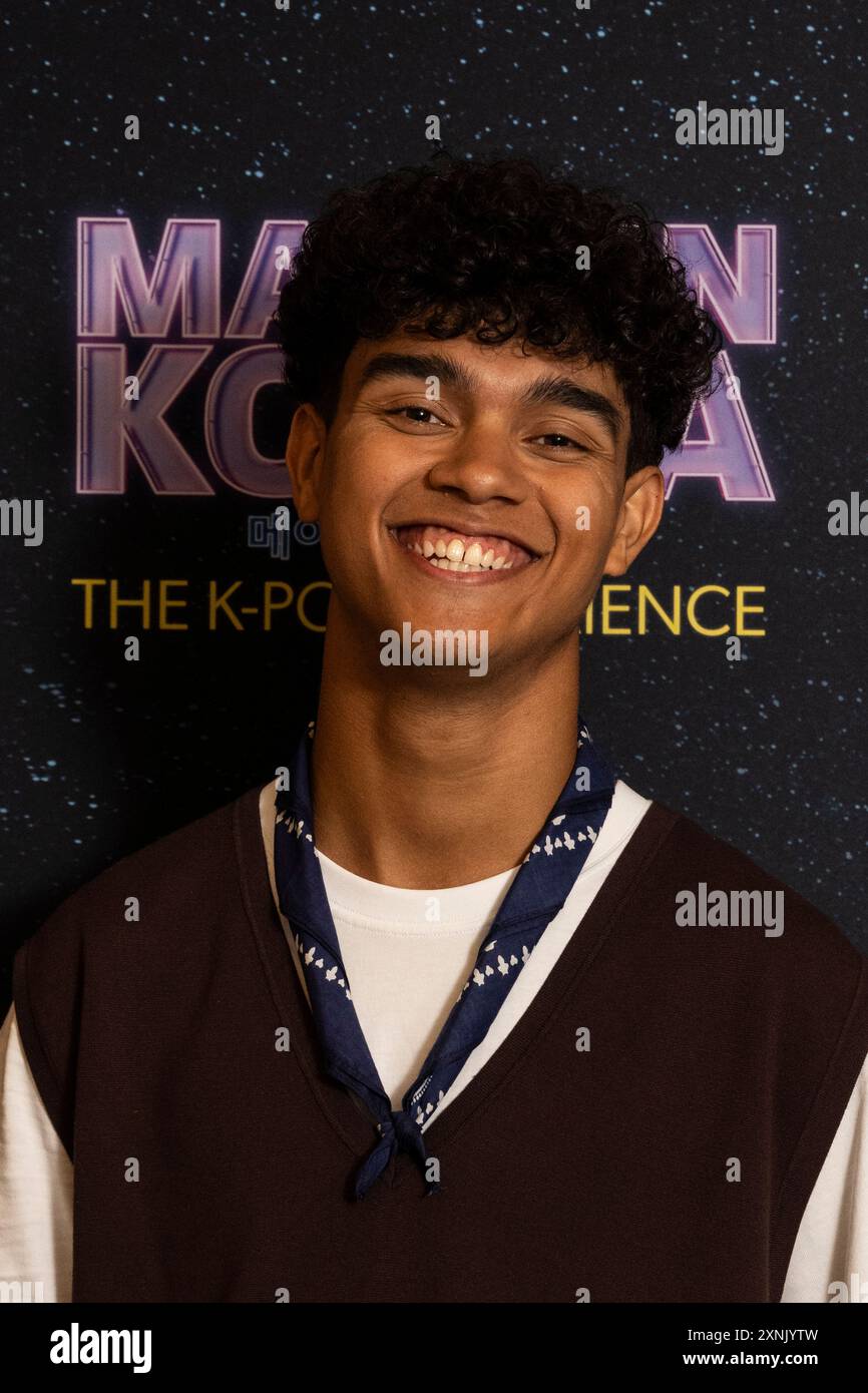 London, UK. 1 August 2024. Dear Alice boy band member Dexter Greenwood ...