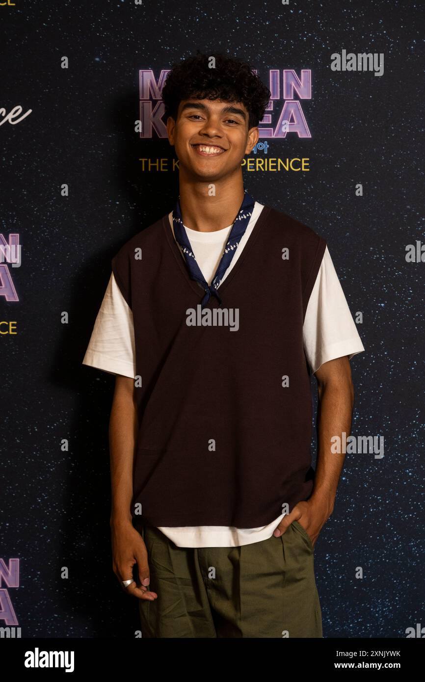 London, UK. 1 August 2024. Dear Alice boy band member Dexter Greenwood ...