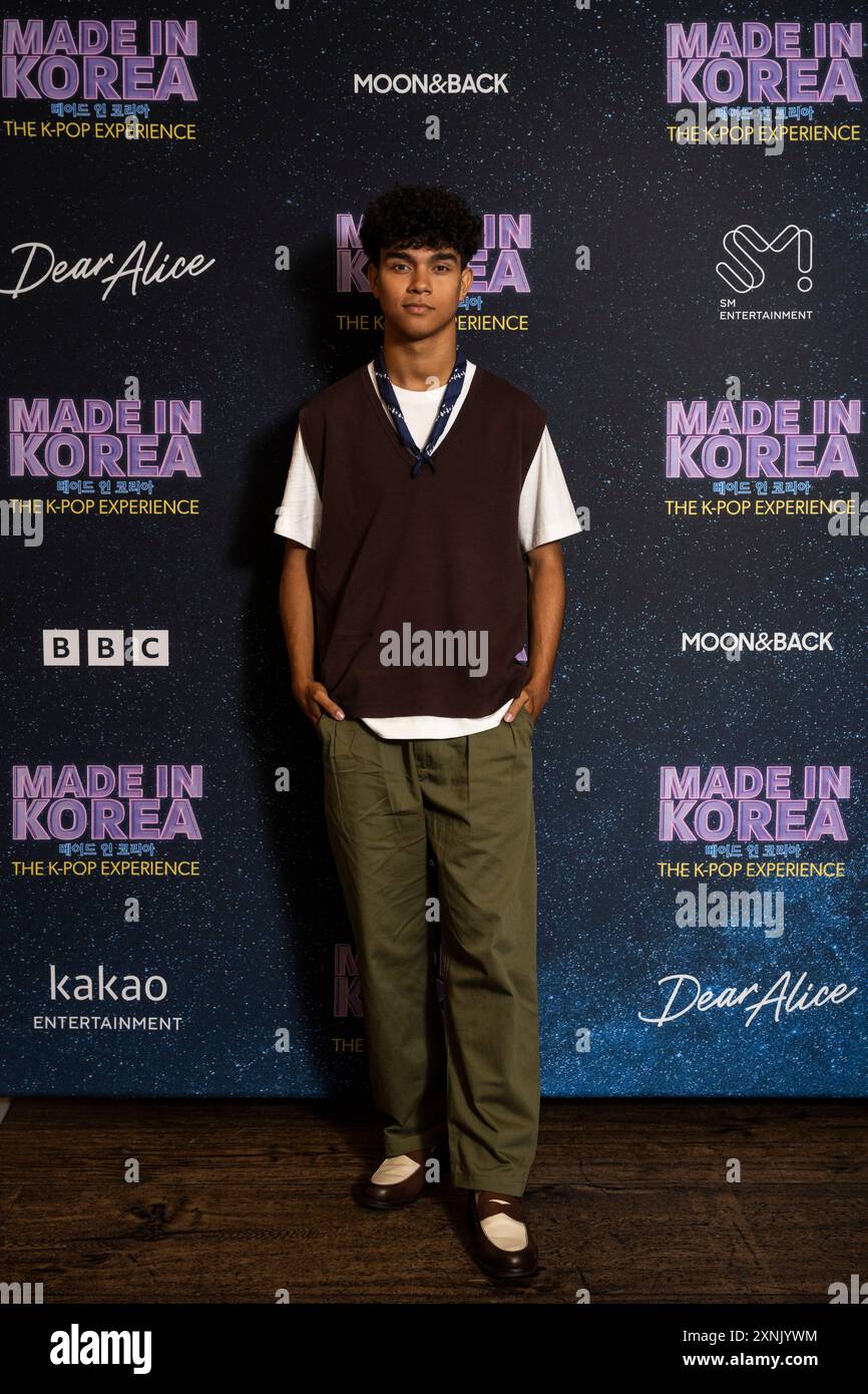 London, UK. 1 August 2024. Dear Alice boy band member Dexter Greenwood ...