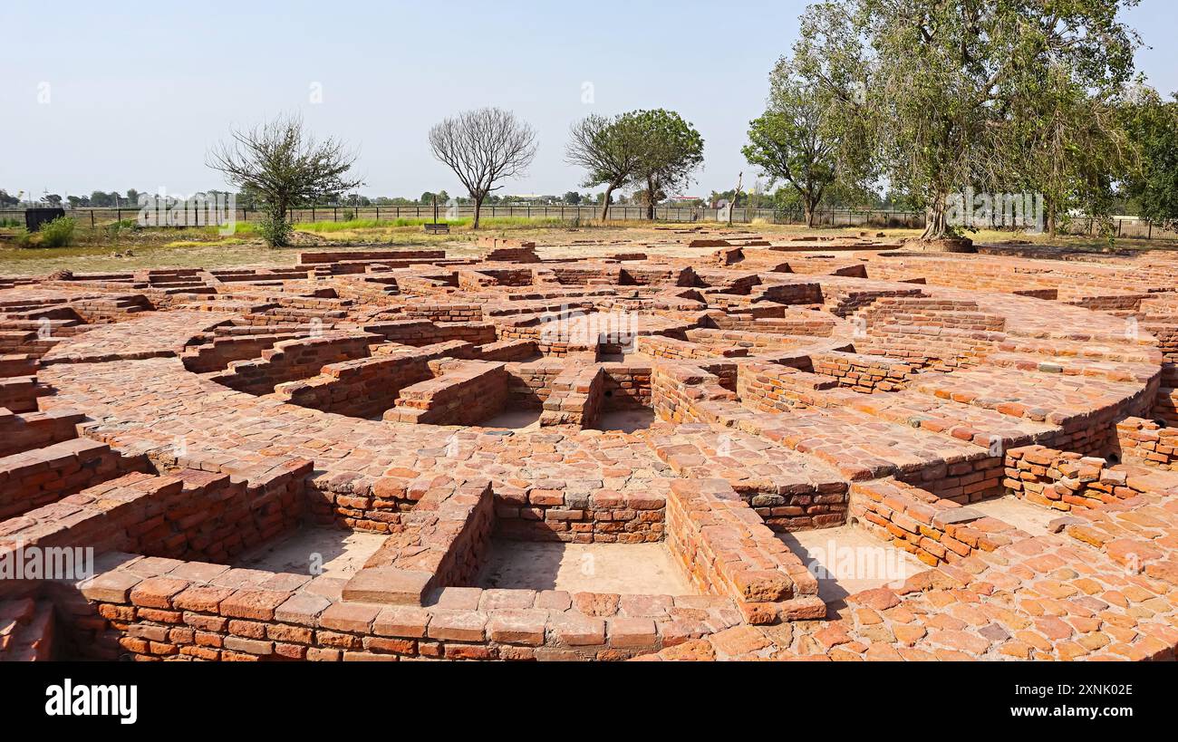 Ruins of the ancient Sanghol Buddhist stupa, built during the 4th-5th ...