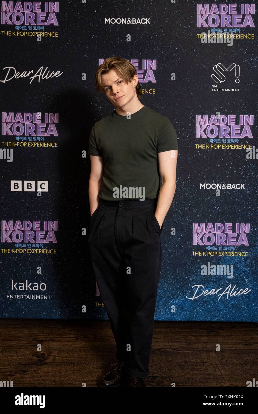 London, UK. 1 August 2024. Dear Alice boy band member James Sharp at ...