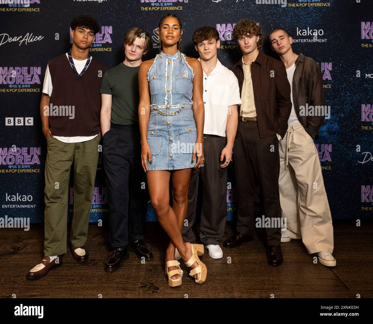 London, UK. 1 August 2024. Vick Hope joins Dear Alice boy band members ...
