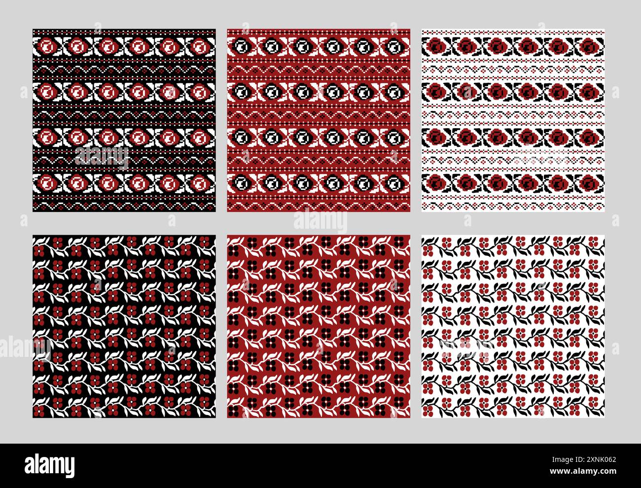 Ukrainian folk art style pixel songket batik pattern Stock Vector Image ...