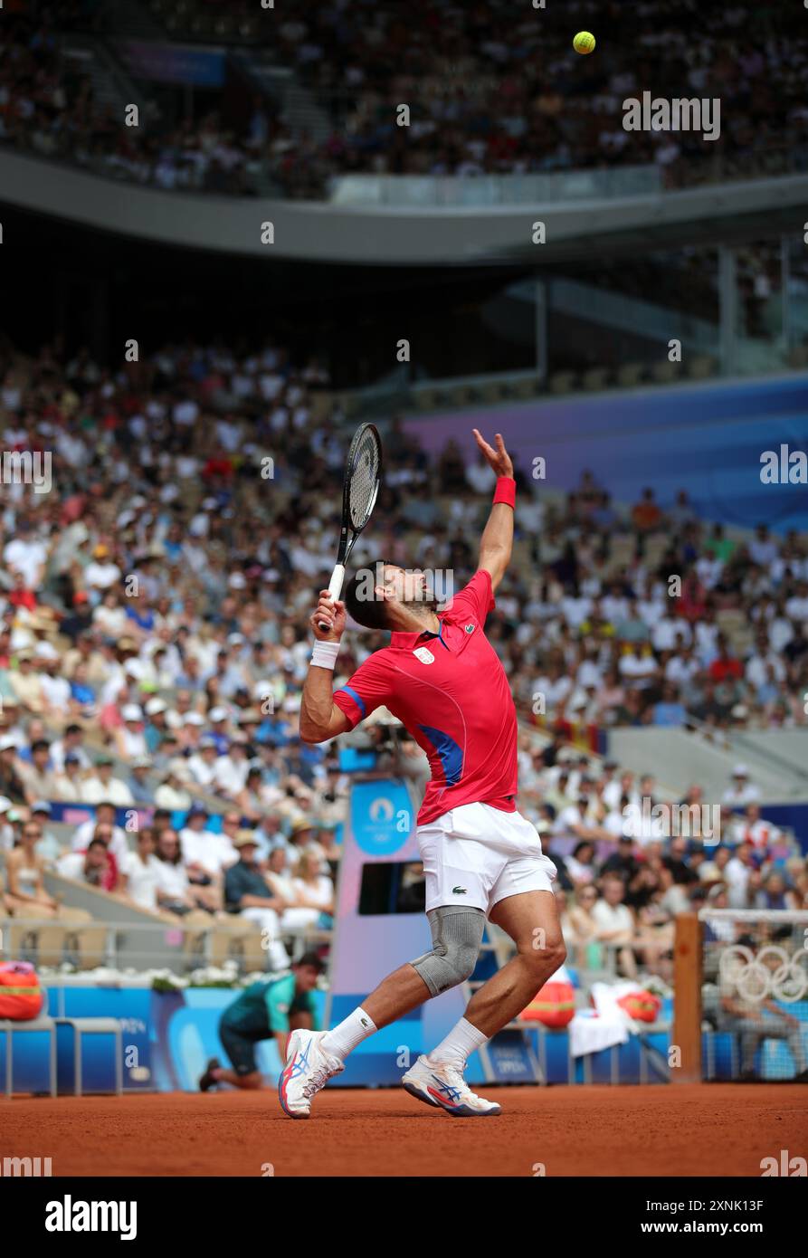 PARIS, FRANCE - JULY 31: Novak Djokovic of Team Serbia in action during ...