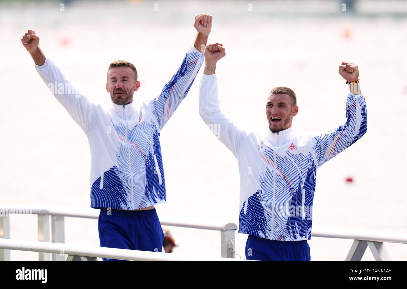 Romania's Andrei-Sebastian Cornea and Marian Enache celebrate after ...
