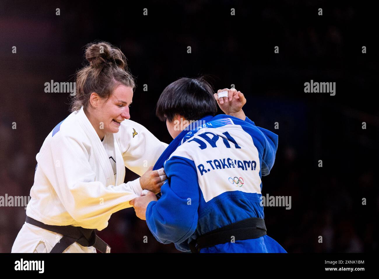 WAGNER Anna - Maria (Deutschland, weiß) vs TAKAYAMA Rika (Japan, blau), FRA, Olympische Spiele ...