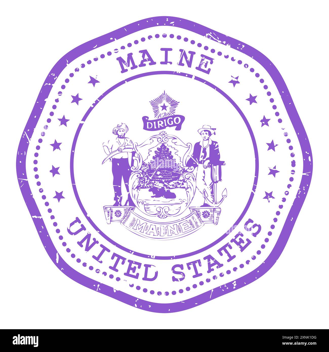 Maine stamp vector vectors hi-res stock photography and images - Alamy