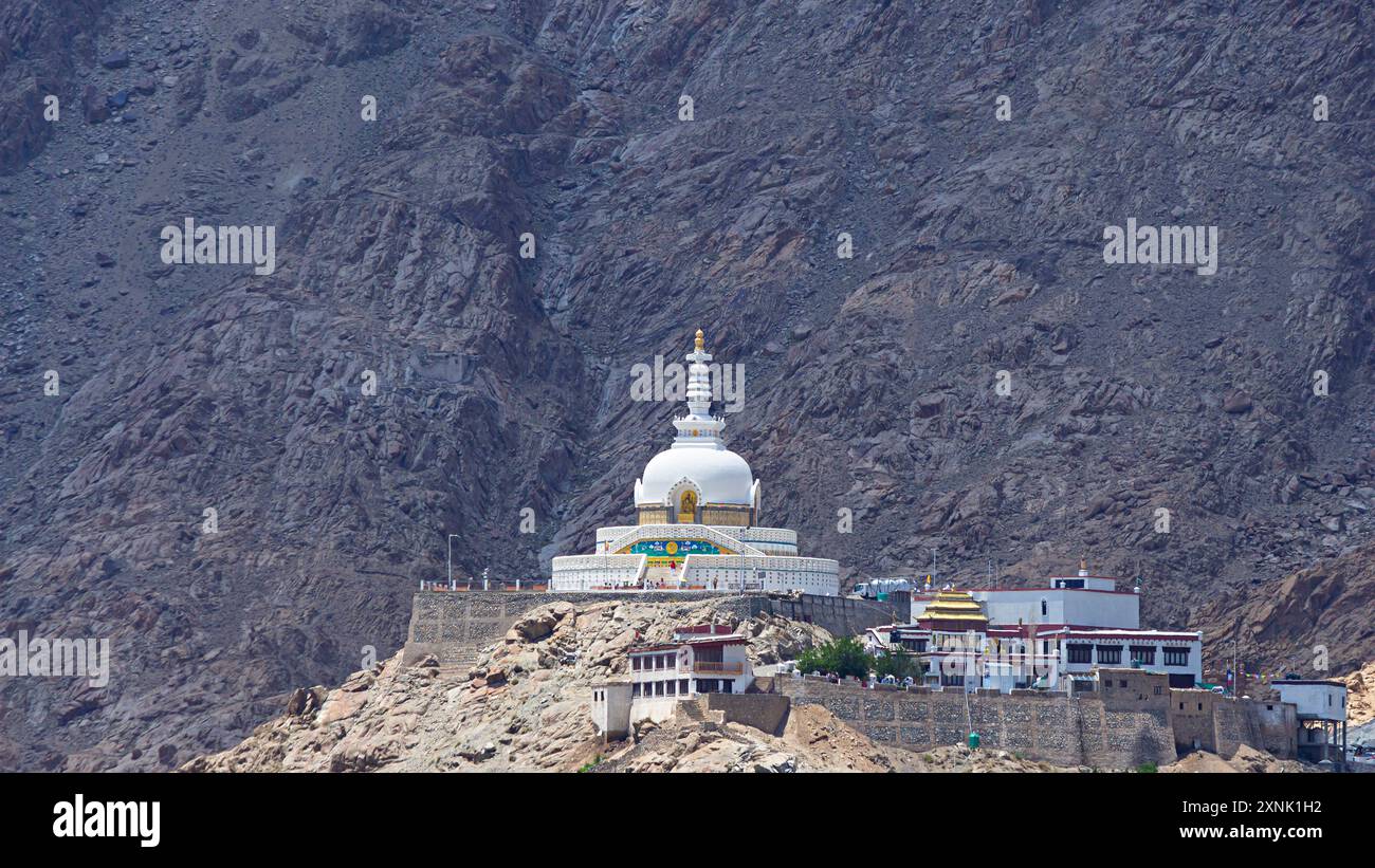 View of Shanti Stupa, built by Japanese Buddhist Bhikshu Gyomo Nakamura ...
