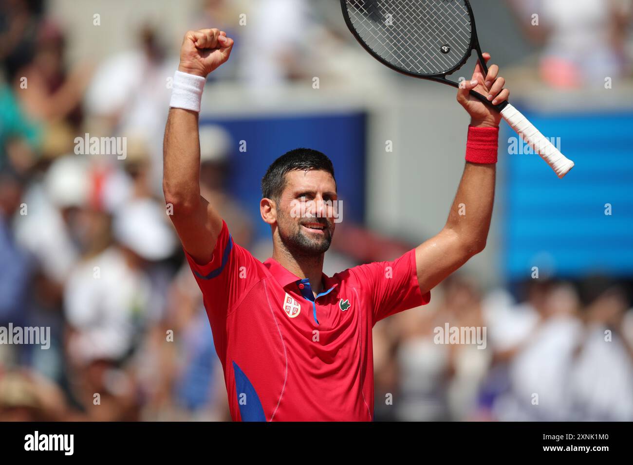 PARIS, FRANCE - JULY 31: Novak Djokovic of Team Serbia celebrates ...
