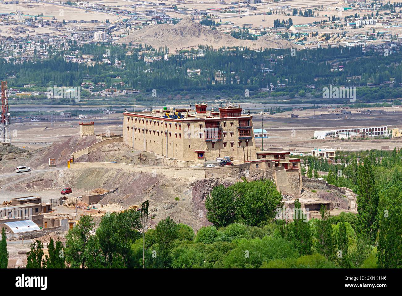View of Stok Palace from Buddha statue, Stok, Leh, Ladakh, India Stock ...