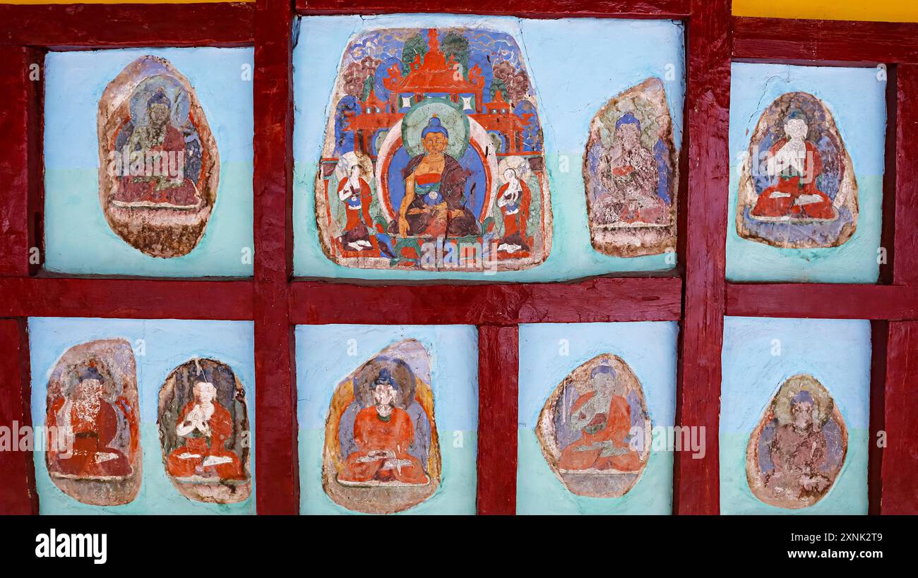 Paintings of Lord Buddha in Hemis Monastery, Leh, Ladakh, India Stock ...