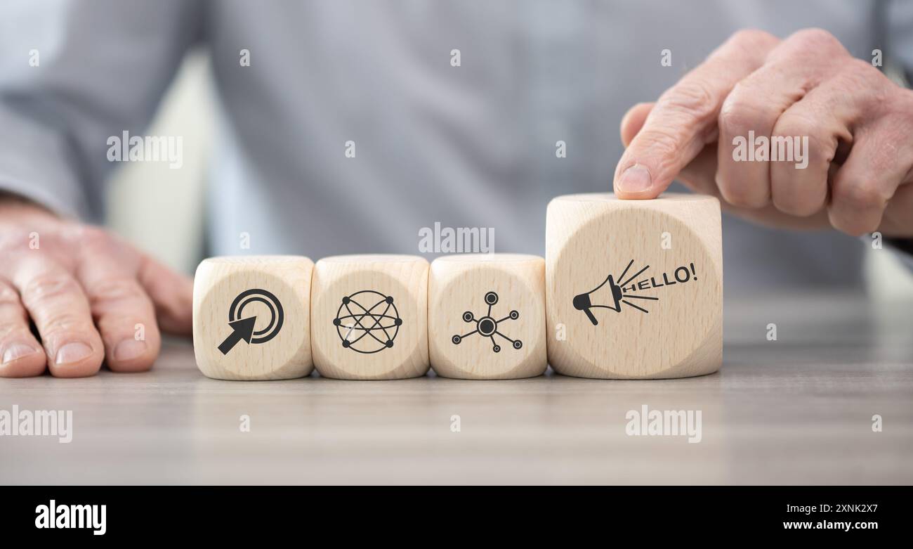 Wooden blocks with symbol of introduction concept Stock Photo - Alamy